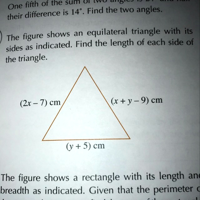 SOLVED: 'The length of each side of the triangle fifth of the sum 0i ...