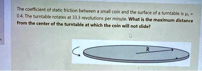 SOLVED: The coefficient of static friction between a small coin and the ...
