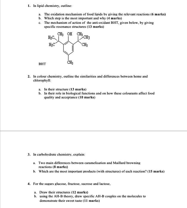 1. In lipid chemistry, outline: a. The oxidation mechanism of food ...
