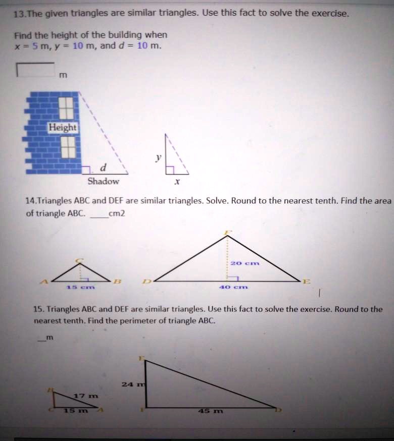 [GET ANSWER] 13the given triangles are similar triangles use this fact to solve the exercise ...