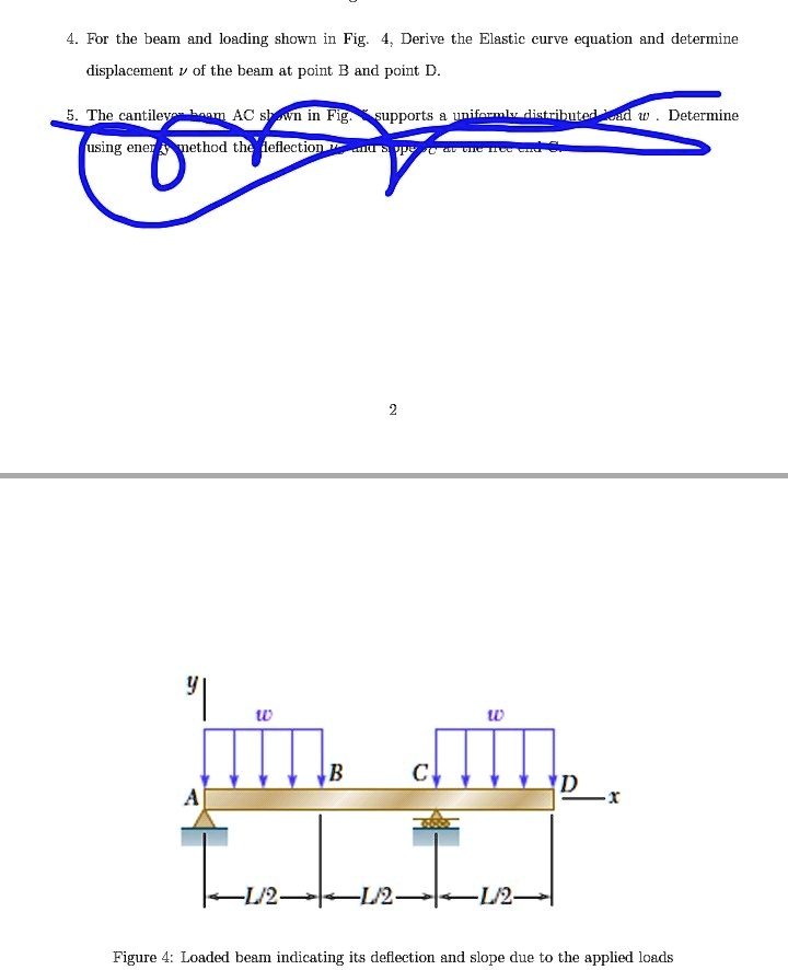 4. For the beam and loading shown in Fig. 4, Derive the Elastic curve equation and determine ...