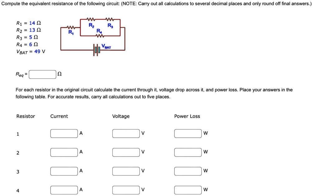 SOLVED: Compute the equivalent resistance of the following circuit ...