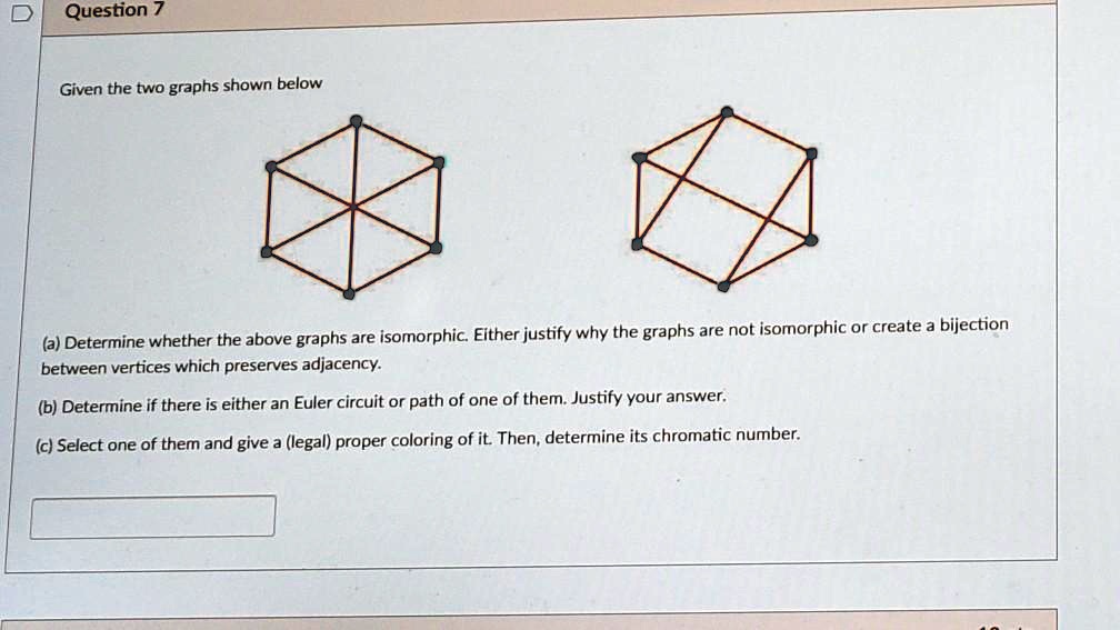 SOLVED:Question 7 Given the two graphs shown below are not isomorphic ...