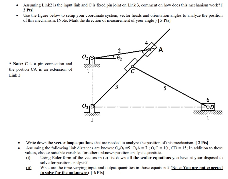 Assuming Link2 is the input link and C is fixed pin joint on Link 3 ...