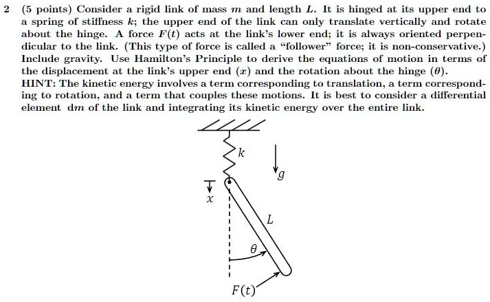 SOLVED: Consider a rigid link of mass m and length L. It is hinged at ...