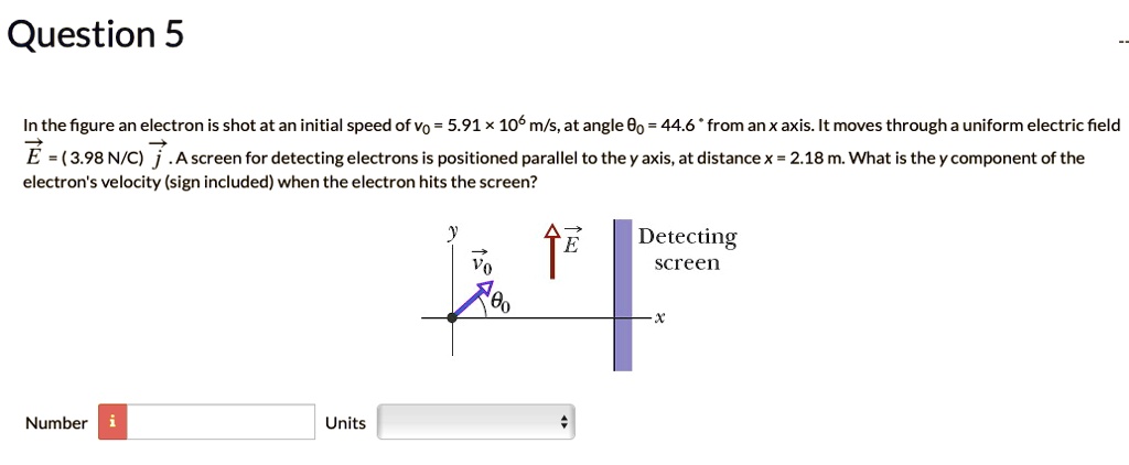 SOLVED: In the figure, an electron is shot at an initial speed of Vo = 5.91 x 10^6 m/s, at an ...
