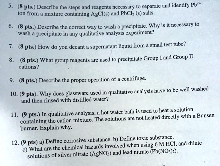 SOLVED: (8 pts) Describe the steps and reagents necessary to separate ...