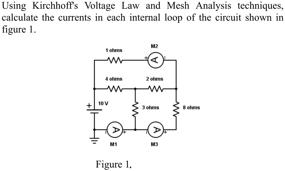 SOLVED: 'Using Kirchhoffs Voltage Law and Mesh Analysis techniques, calculate the currents in ...