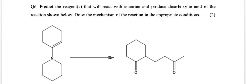 Q6. Predict the reagent(s) that will react with enamine and produce dicarboxylic acid in the ...
