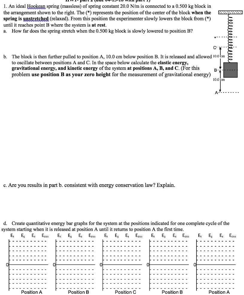 SOLVED: An ideal Hookean spring (massless) of spring constant 20.0 Nlm is connected to 0.500 kg ...