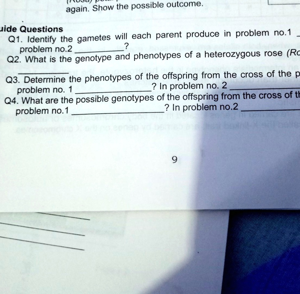 uide Questions again. Show the possible outcome. Q1. Identify the ...