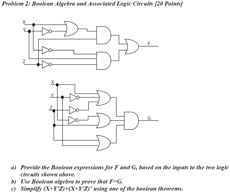 Solved Problem 2 Boolean Algebra And Associated Logic Circuits 20 Points A Provide The 4989