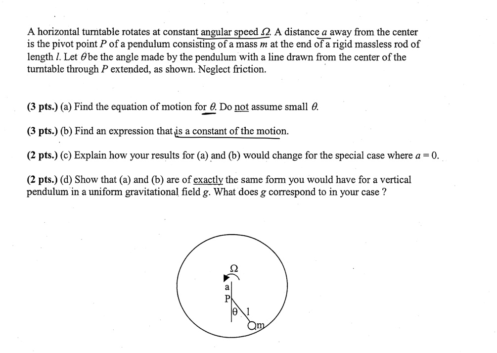 SOLVED: A horizontal turntable rotates at constant angular speed 2. A ...