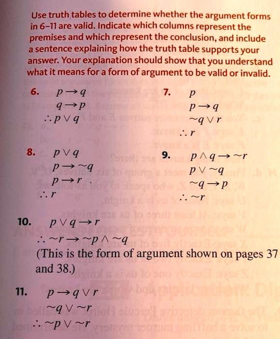 use truth tables to determine whether the argument forms in 6 11are ...