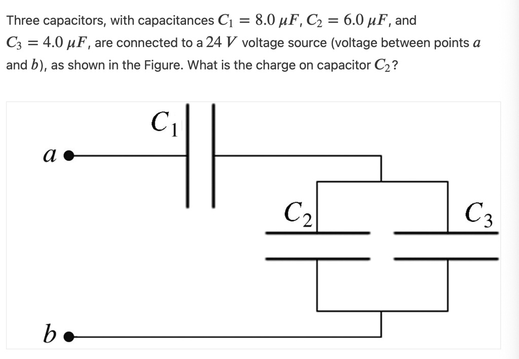 Solved Three Capacitors With Capacitances C1 8 0 F C2 6 0 Uf And C3 4 0 Uf Are