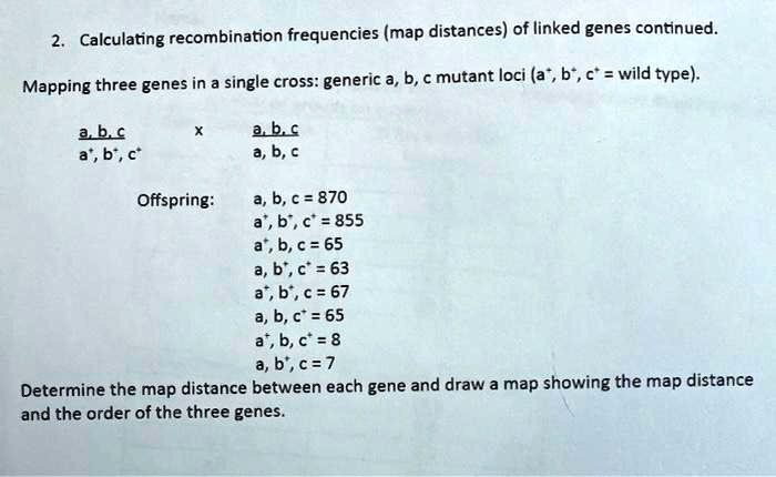 Calculating recombination frequencies map distances of...