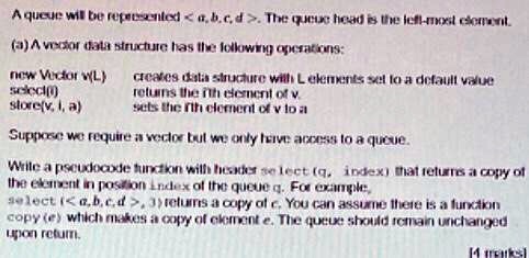 A queue will be represented . The queue head is the left-most element. (a) A vector data ...