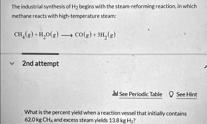 SOLVED: The industrial synthesis of H begins with the steam-reforming ...