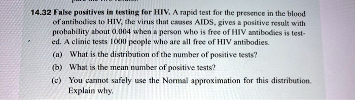 SOLVED: 14.32 False positives testing for HIV A rapid test for the ...