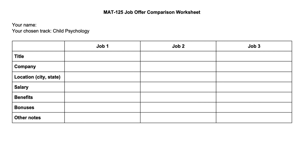 Your name: Your chosen track: Child Psychology Title Company Location ...