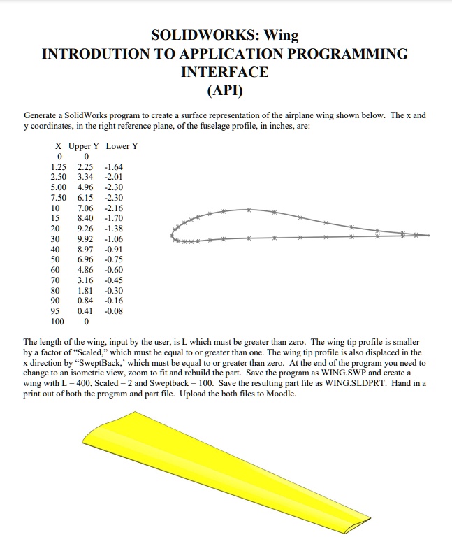 solidworks wing introduction to application programming interface api generate a solidworks ...