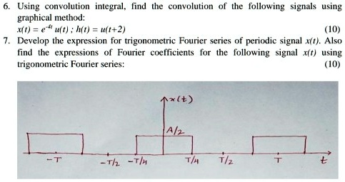 SOLVED: Using convolution integral, find graphical method: x(t) = W(t) ; ht) [(I+21 convolution ...