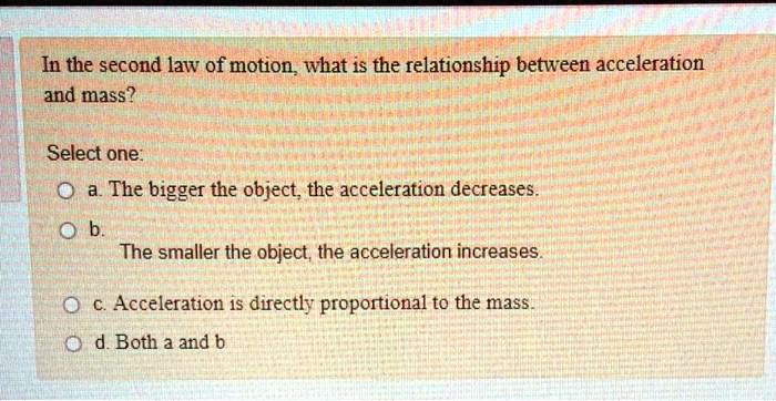 Solved In The Second Law Of Motion What Is The Relationship Between
