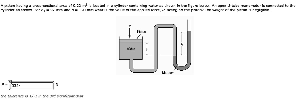A piston having a cross-sectional area of 0.22 m2 is located in a ...