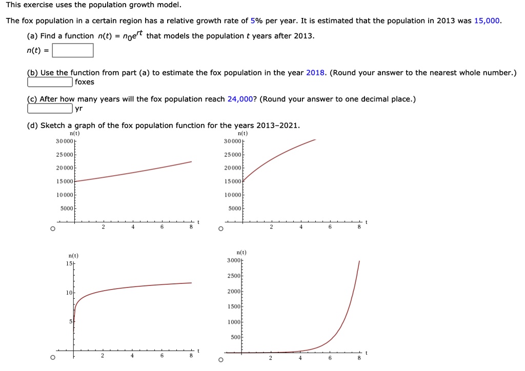 SOLVED: This exercise uses the population growth model_ The fox ...