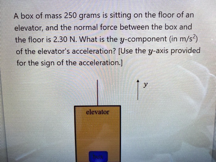 a box of mass 250 grams lis sitting on the floor of an elevator and the ...