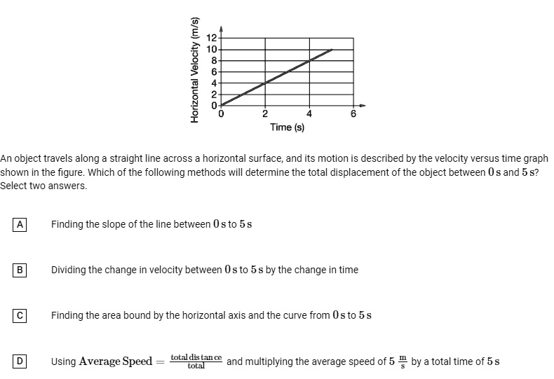 SOLVED: Horizontal Velocity (m/s) 2 4 6 Time (s) An object travels along a straight line across ...
