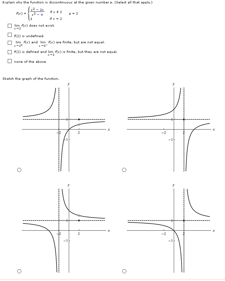 Solved Explain Tunction Discontinuous At The Given Number Seledall That Apply Fx If If F