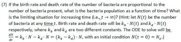 (7) If the birth rate and death rate of the number of bacteria are ...