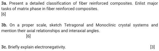 3a. Present a detailed classification of fiber reinforced composites ...