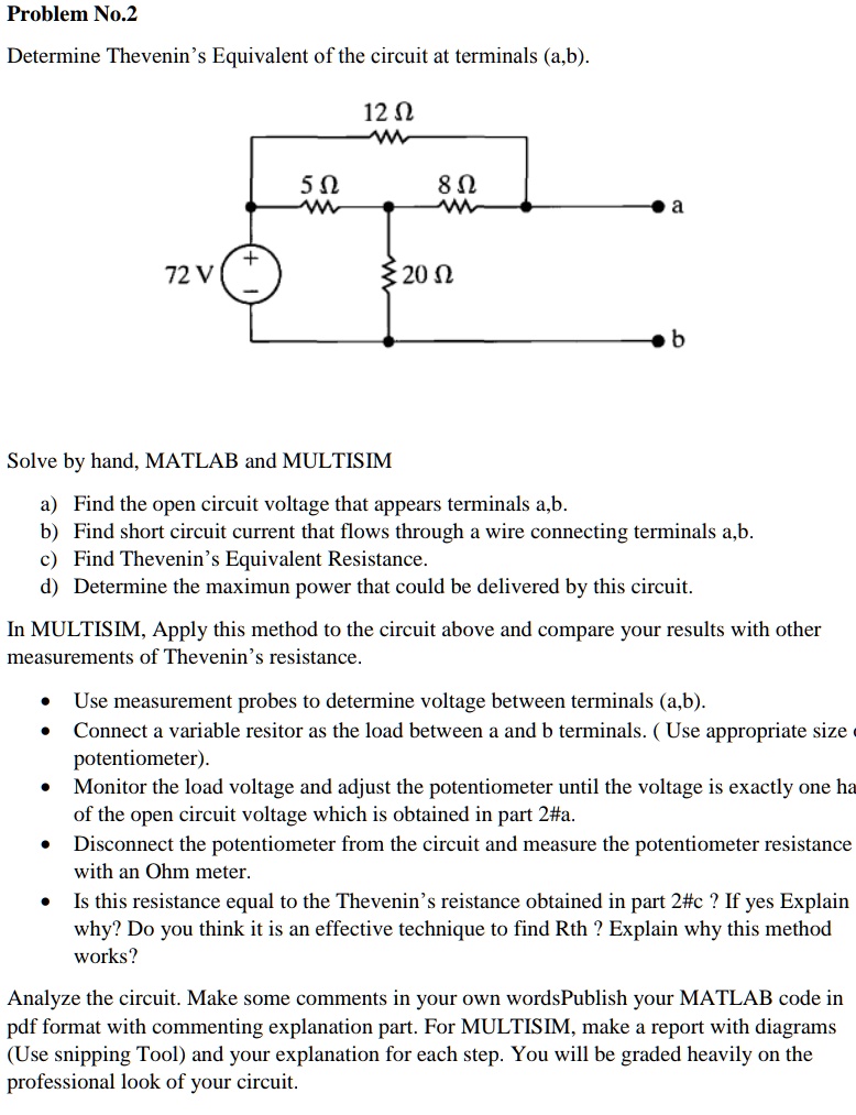 problem no2 determine thevenins equivalent of the circuit at terminals ab 120 ww us ww 80 ww 20 ...