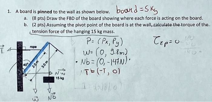 1. A board is pinned to the wall as shown below. board=Sky a. (8 pts ...