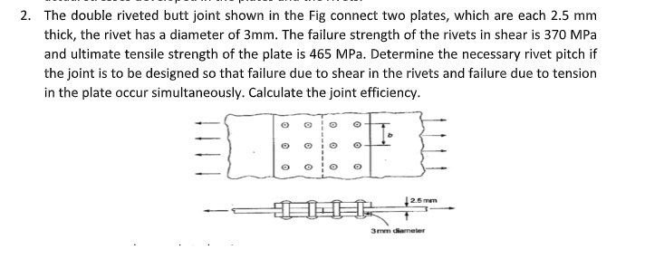 2. The double riveted butt joint shown in the Fig connect two plates ...