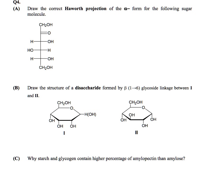 SOLVED: Draw the correct Haworth projection of the Î±-form for the ...