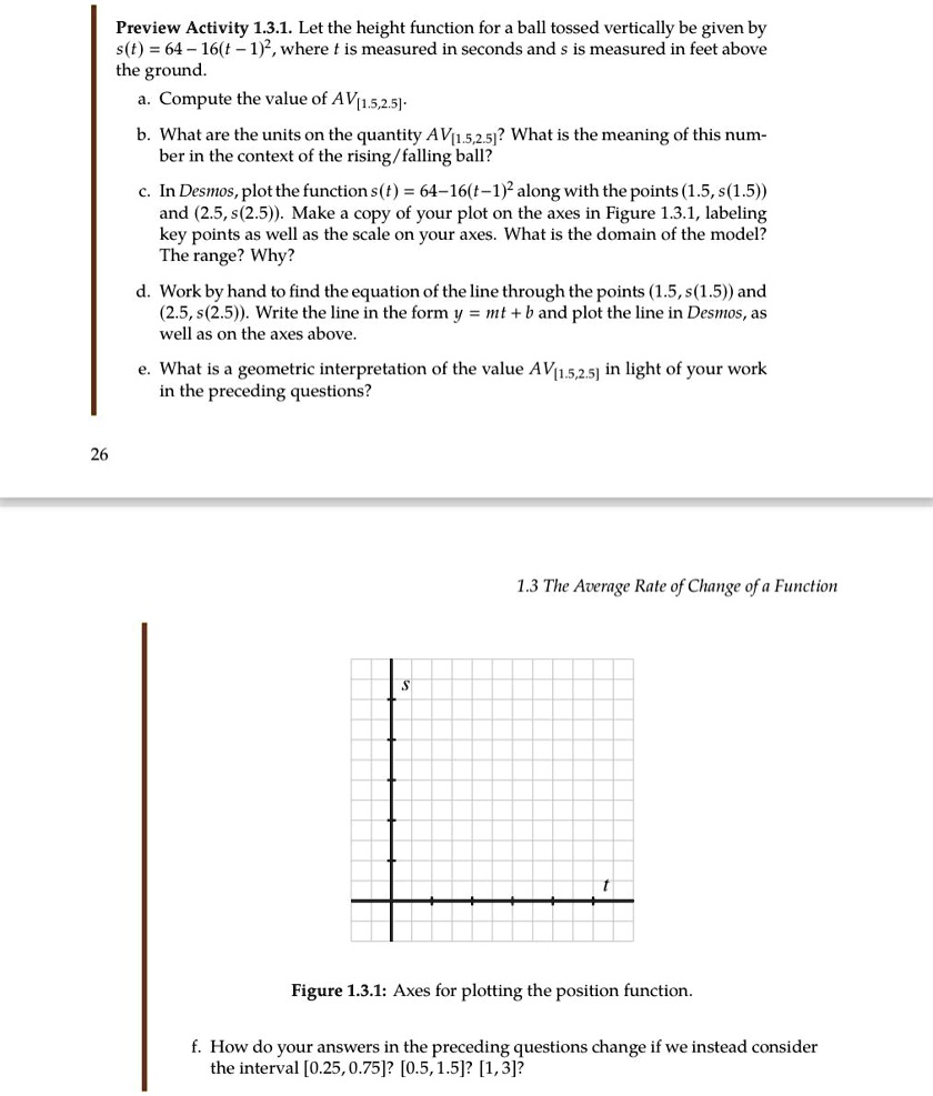 Preview Activity 1.3.1. Let the height function for a ball tossed ...