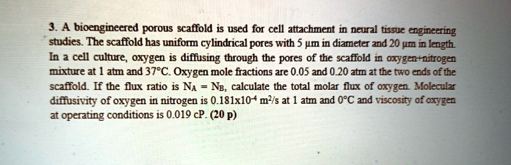 SOLVED: A bioengineered porous scaffold is used for cell attachment in neural tissue engineering ...