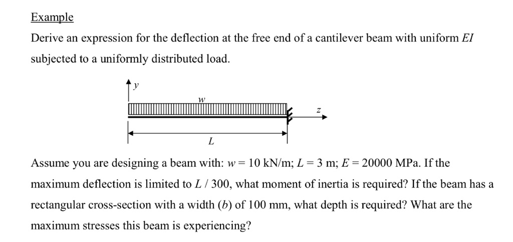 Example Derive an expression for the deflection at the free end of a ...