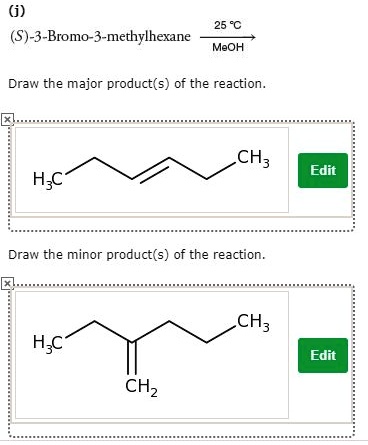 SOLVED: (S)-3-Bromo-3-methylhexane + MeOH Draw the major product(s) of ...