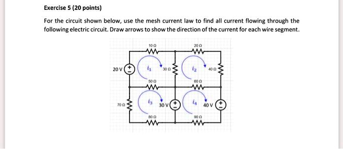 SOLVED: For the circuit shown below, use the mesh current law to find ...