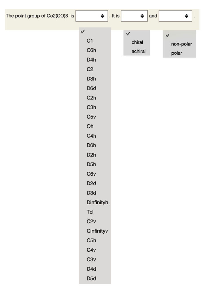 The Point Group Of Co2 Co 8 And C1 Is As Follows Co2 Co 8 Chiral