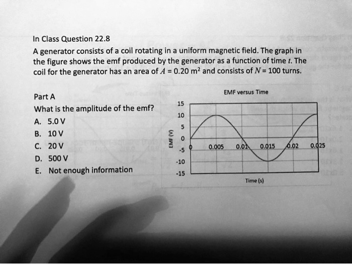 SOLVED: In Class Question 22.8 A generator consists of a coil rotating in a uniform magnetic ...