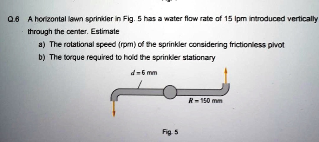 Q.6 A horizontal lawn sprinkler in Fig. 5 has a water flow...