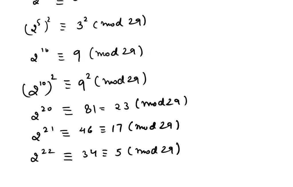 Given 2 As A Primitive Root Of 29 Construct A Table Of Discrete Logarithms And Use It To Solve