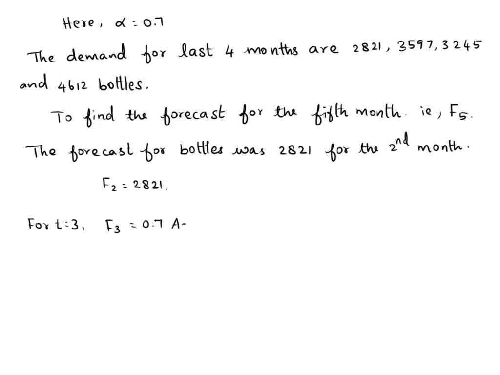 SOLVED: Exotic Wines, Inc. wants to use exponential smoothing with α ...