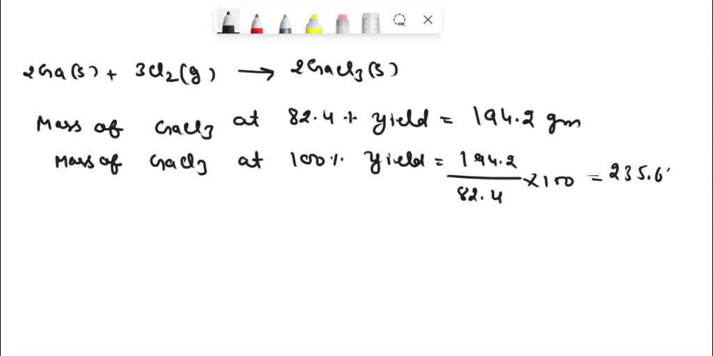 SOLVED: Gallium and chlorine gas react to form gallium trichloride as ...