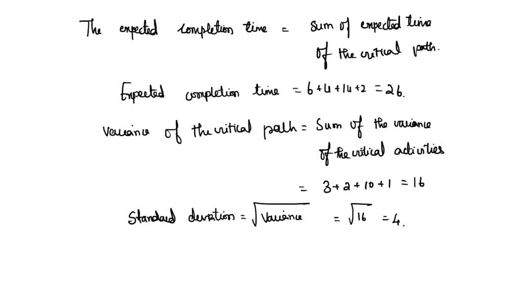 SOLVED: A7-3 (Algo) The expected times and variances The expected times and variances for the ...